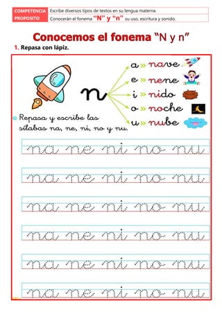 FONEMA N Y ACTIVIDADES PARA DESARROLLARR | DOCX