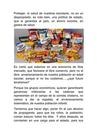 La ley contra la Comida Chatarra en Peru por Pedro Alejandro Reyes ...
