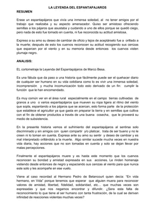 La leyenda del espantapajaros | DOCX