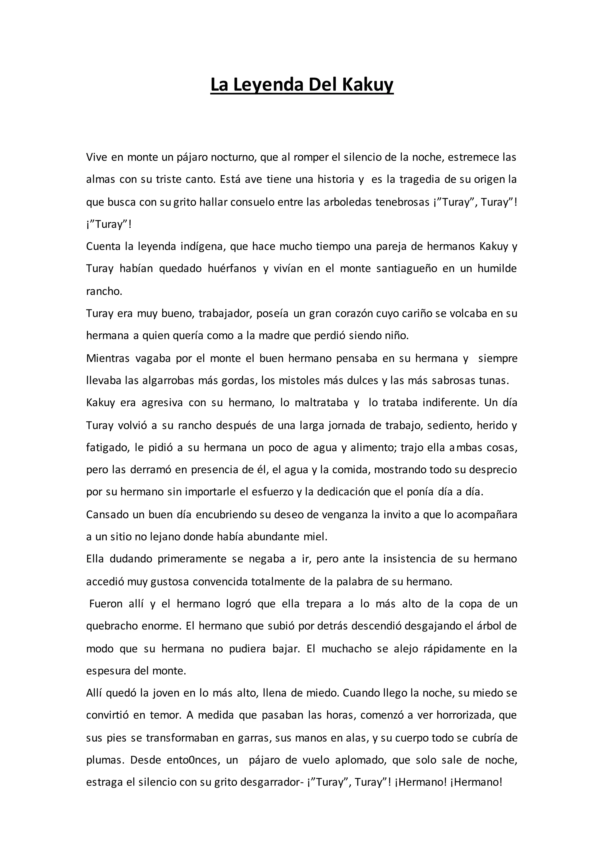 La leyenda del kakuy | DOCX