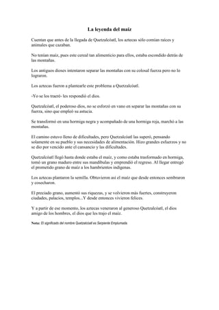 La leyenda del maíz | DOCX
