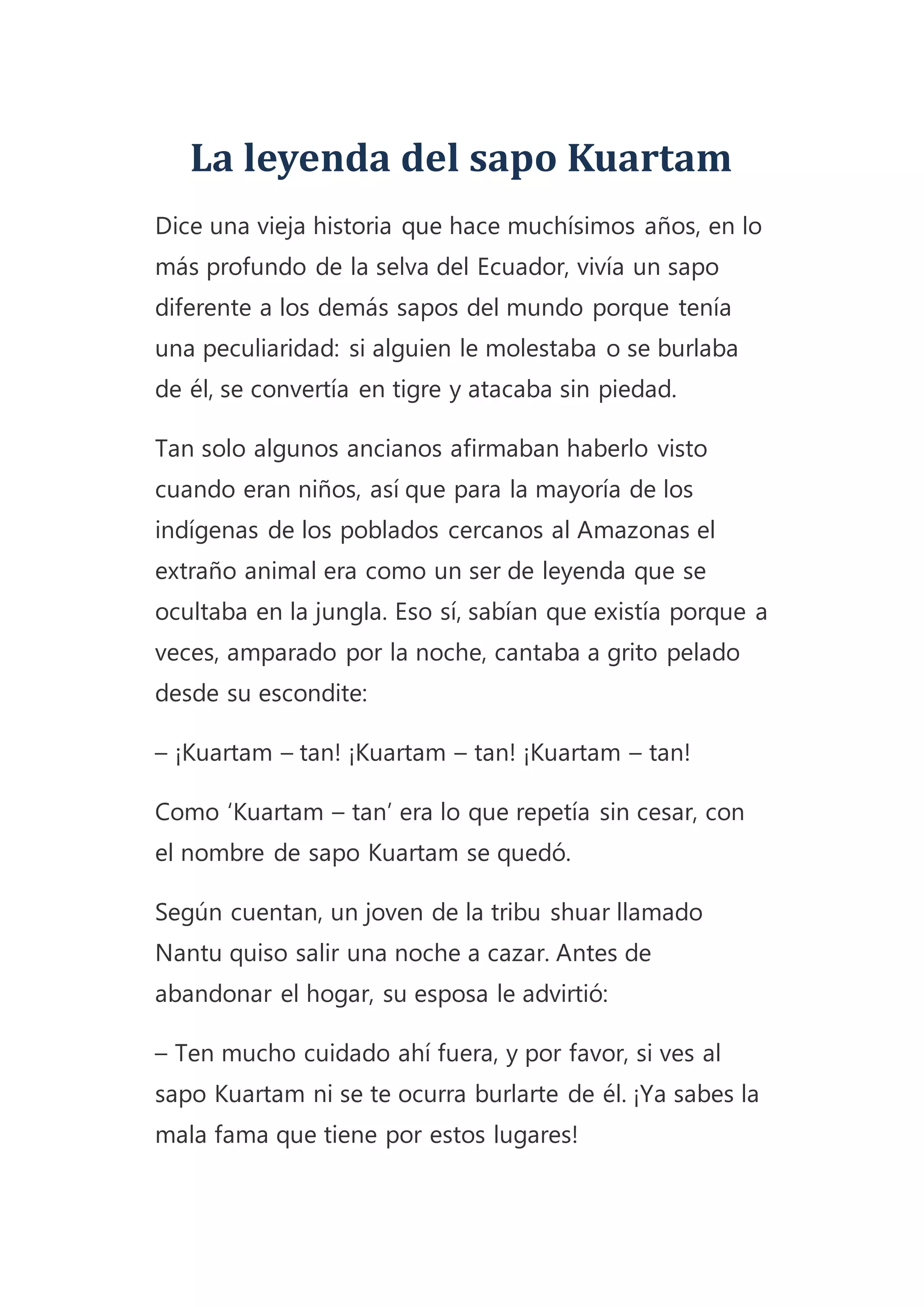 La leyenda del sapo kuartam | DOCX
