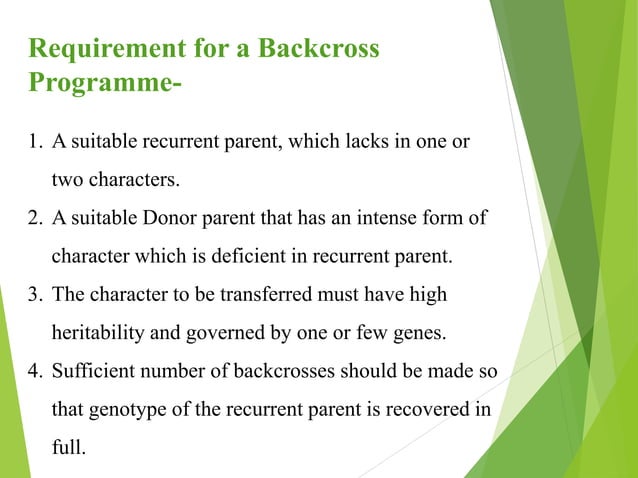 backcross method by LALJI N. GEDIYA | PPTX | Genetics | Science