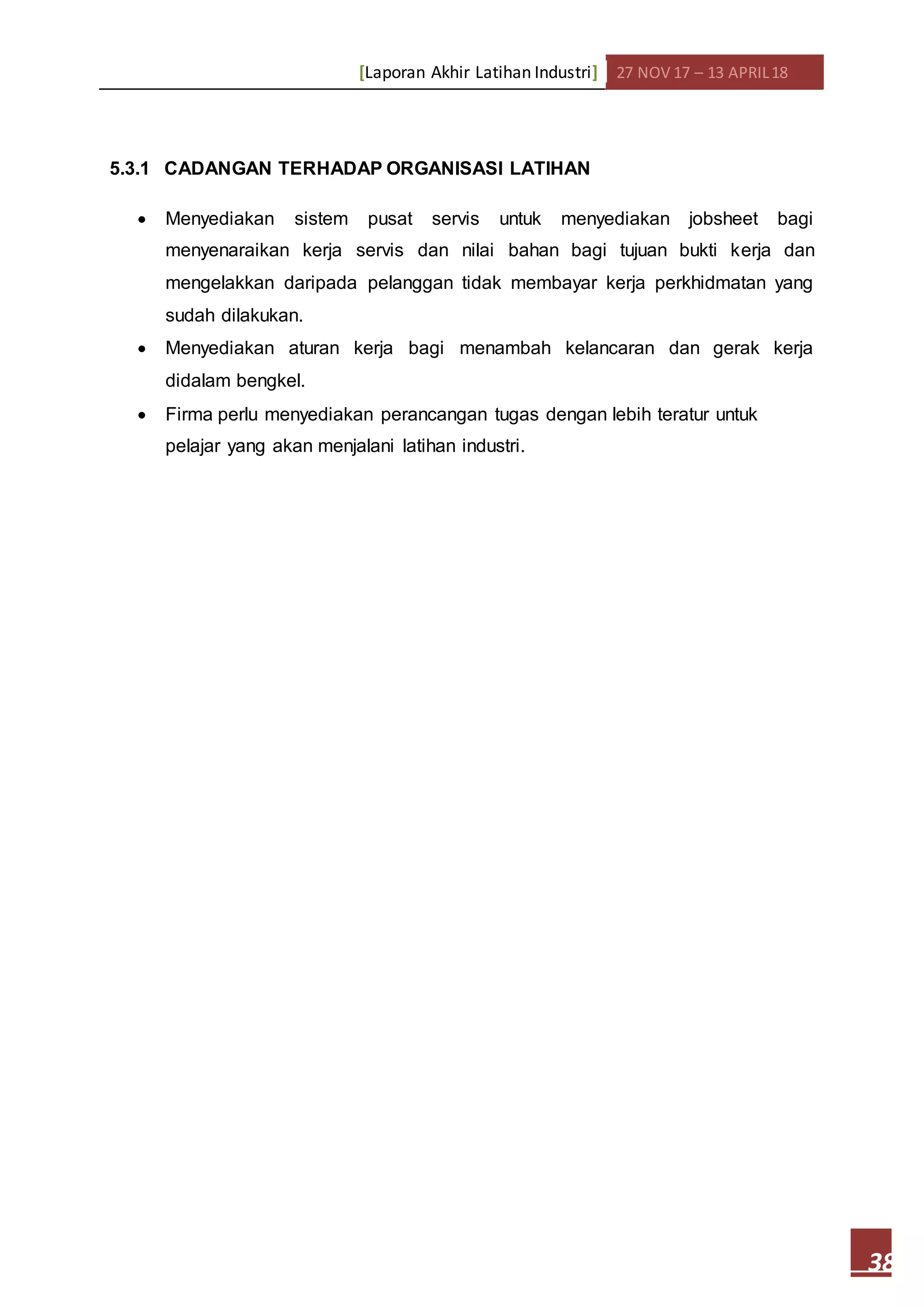 Laporan Akhir Latihan Industri Pdf 