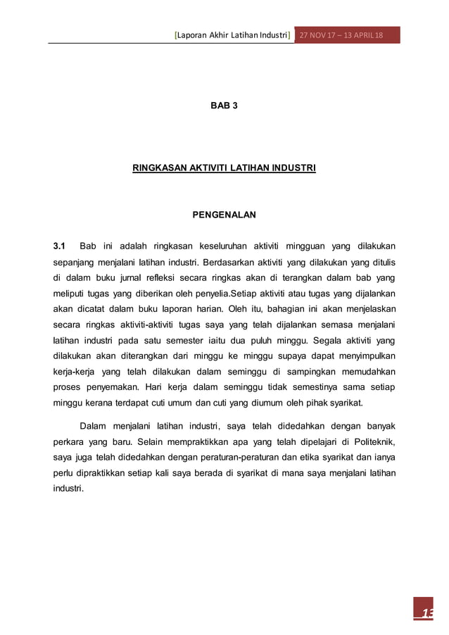 Laporan Akhir Latihan Industri | DOCX