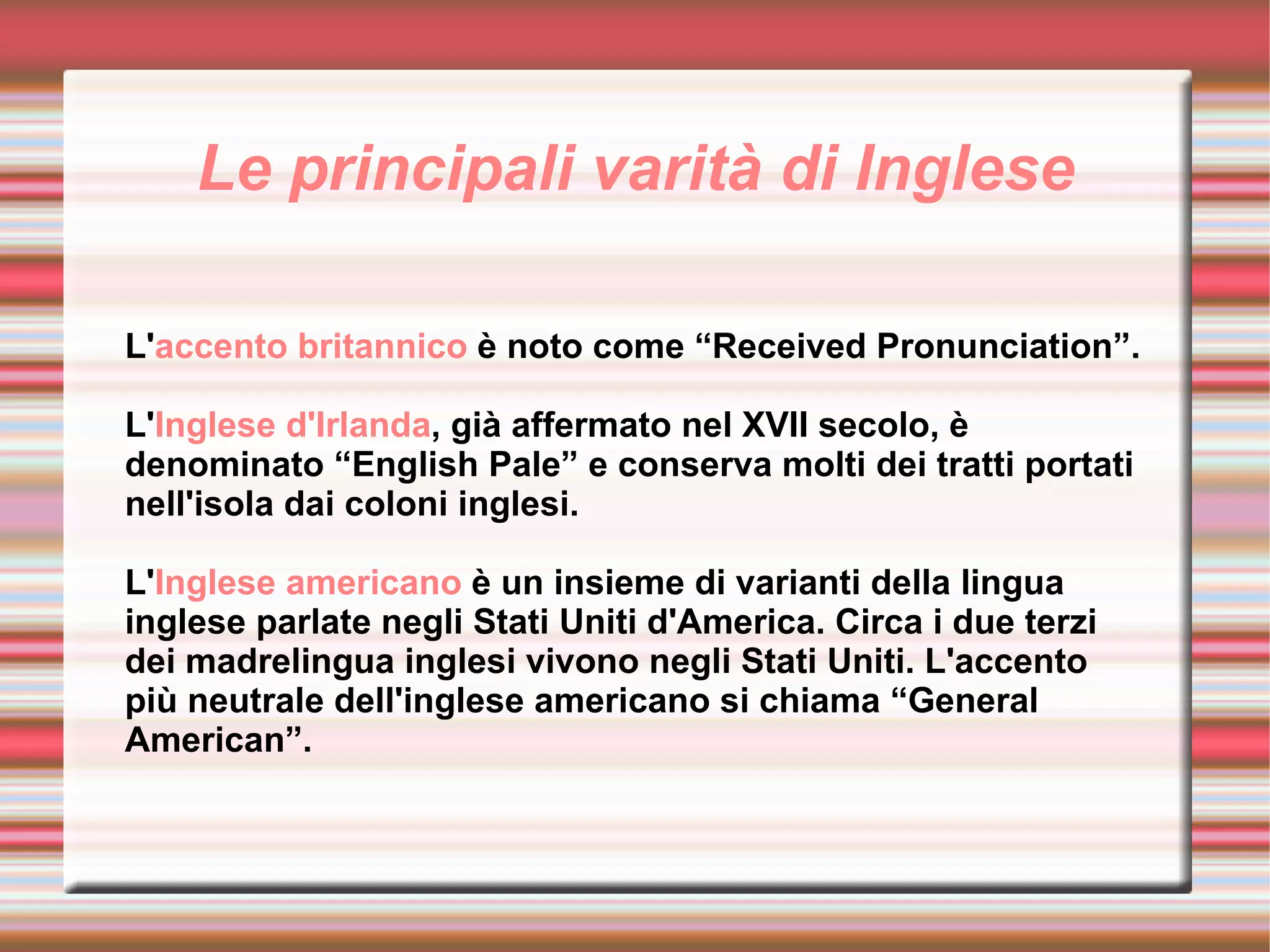 La lingua inglese | PPT