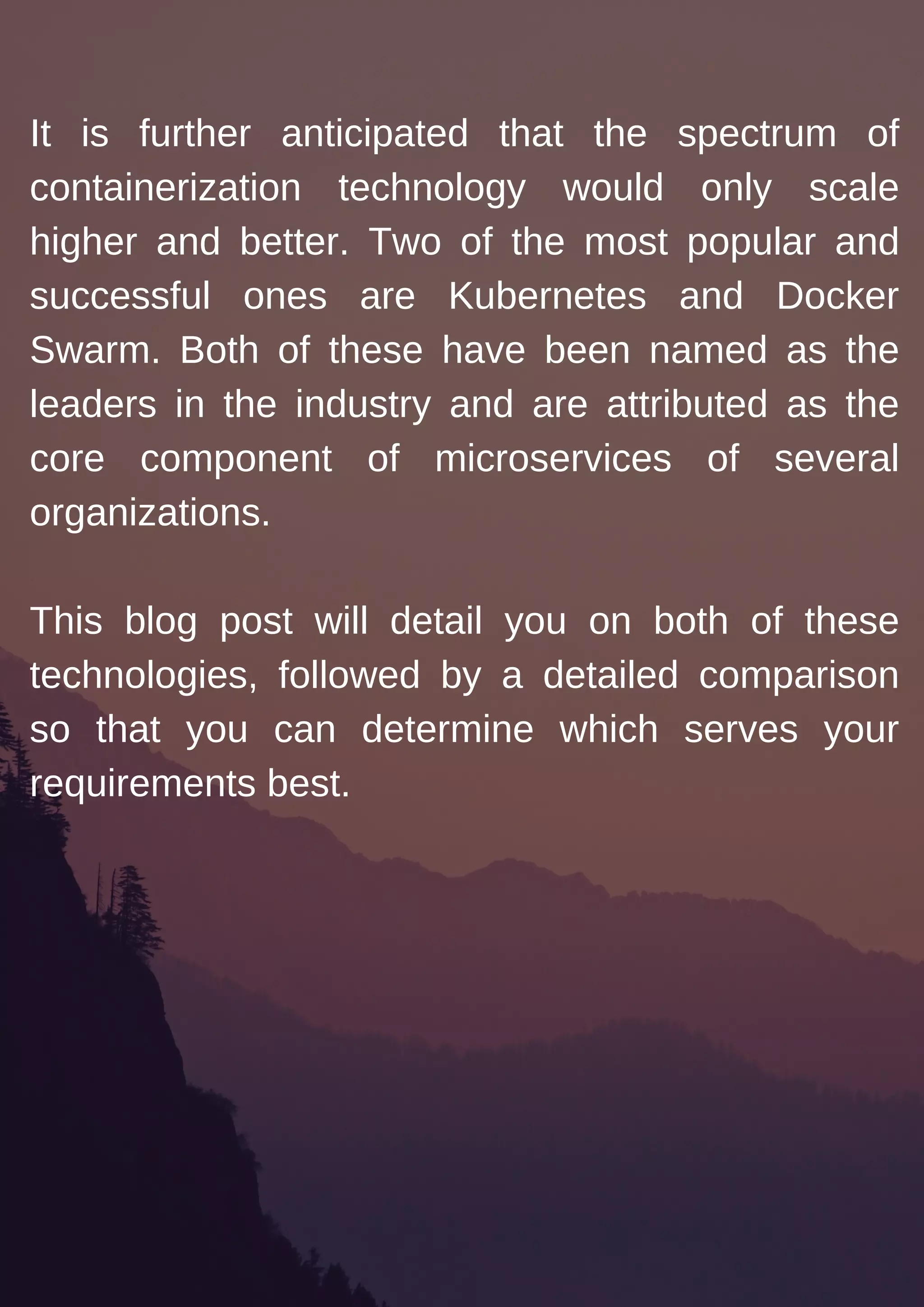 Kubernetes Vs Docker Swarm Comparing The Best Container Orchestration Tool In 2020 Pdf