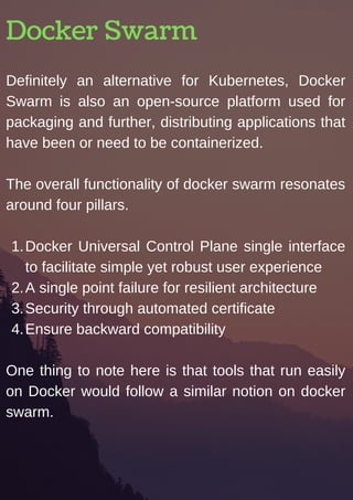 Kubernetes Vs. Docker Swarm: Comparing the Best Container Orchestration ...