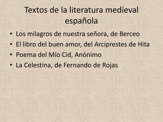 La literatura española en la edad media | PPTX