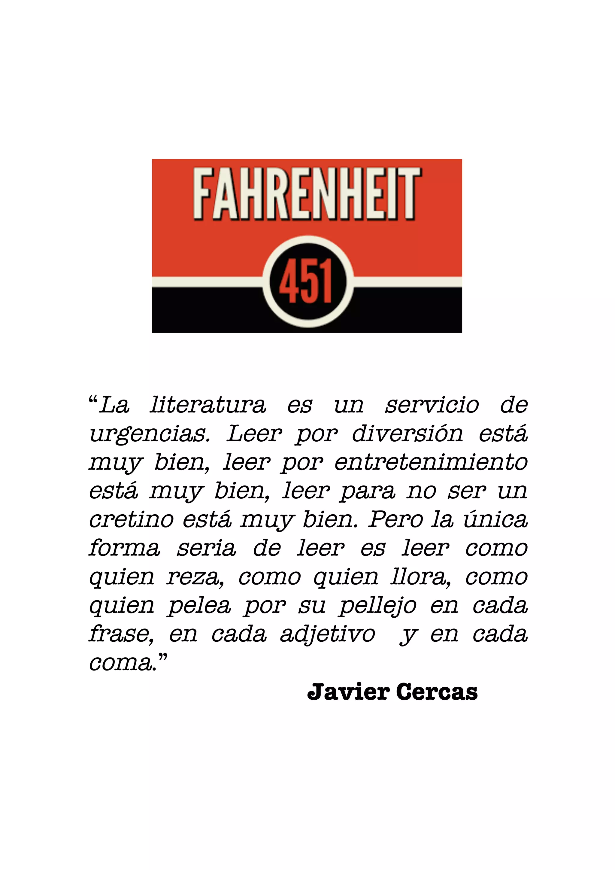 La literatura (Javier Cercas) | PDF | Fiction | Books and Literature