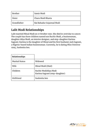 Lalit Modi Net Worth: How Rich Is The IPL Founder? | PDF | Celebrity ...