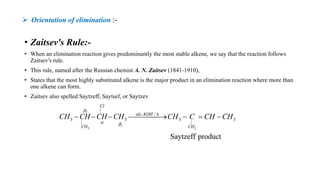 E1 Elimination reaction | PPTX