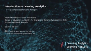 Introduction to Learning Analytics for High School Teachers and Managers | PPT