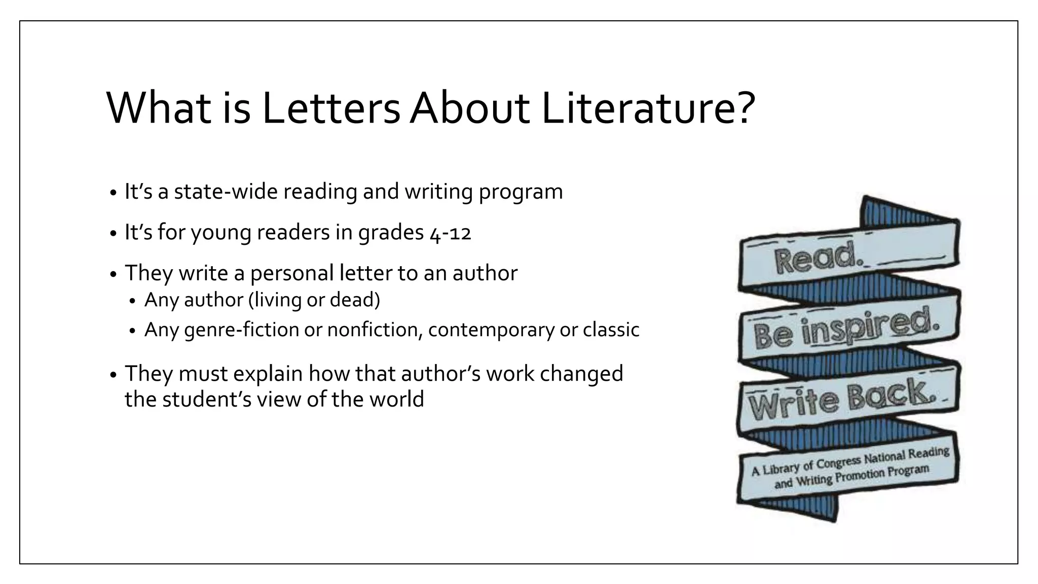 NCompass Live: Letters About Literature 2021 | PPT