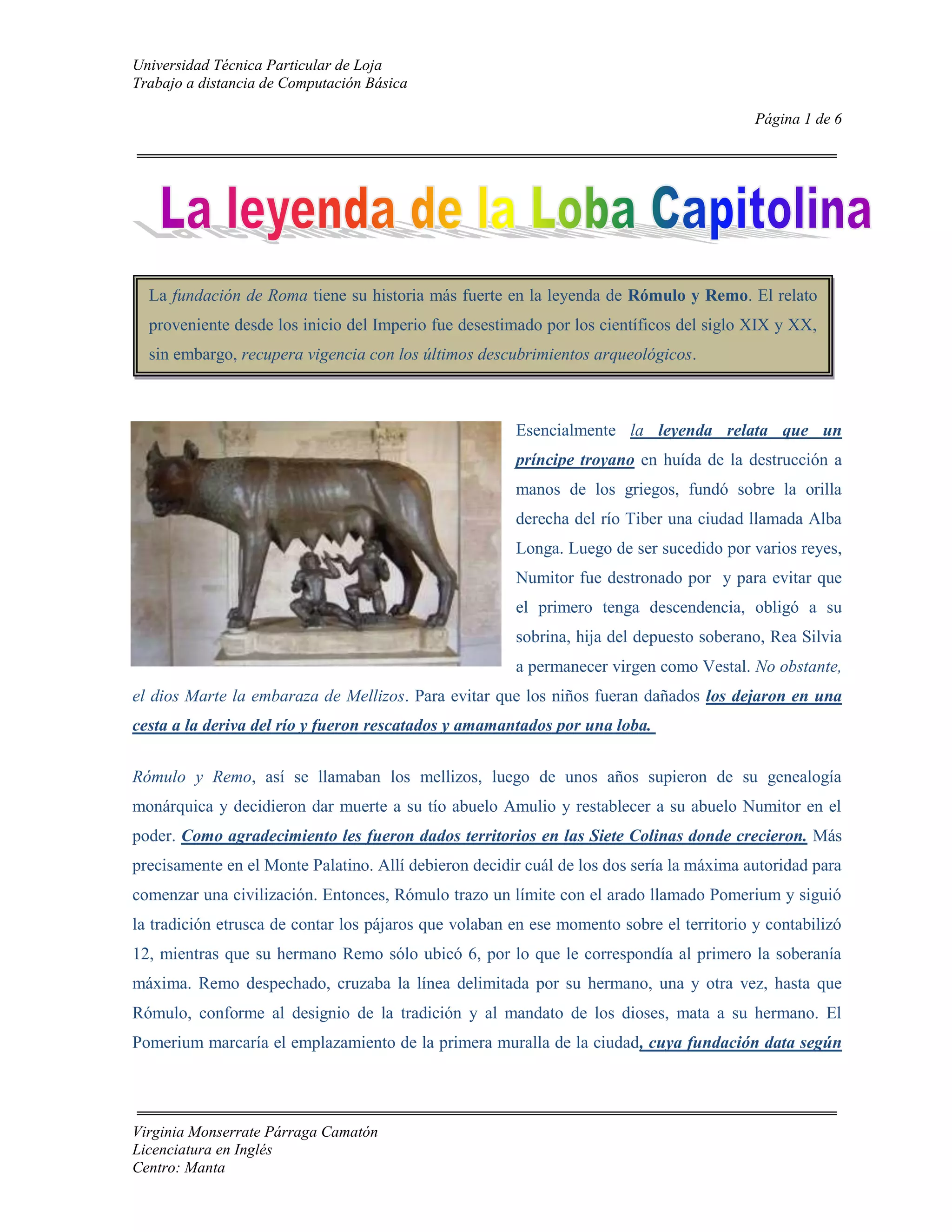 La loba capitolina | DOCX