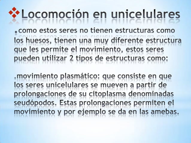 La locomocion de los seres vivos a travez de diferentes estructuras | PPT