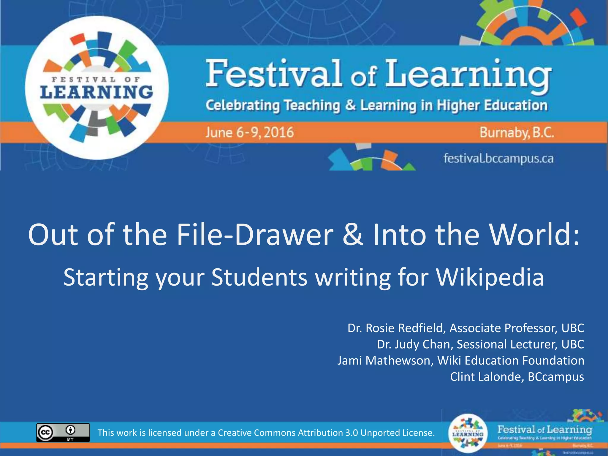Out of the File-drawer and into the World: Start your Students Writing ...