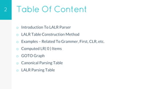 LALR Parser Presentation ppt | PPTX