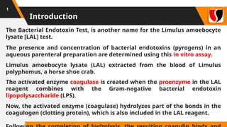 Limulus Amoebocyte Lysate Test and its alternatives | PPT