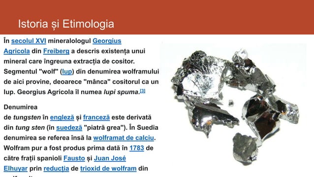 Proiect disciplina chimie Wolfram - Element Chimic | PPT
