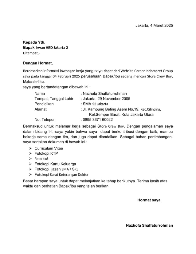 contoh dari Surat Lamaran Pekerjaan.docx