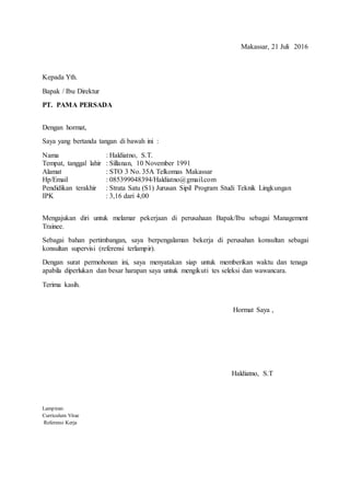 Lamaran pt pama persada | DOCX