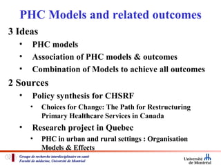 Lamarche Models And Outcomes | PPT