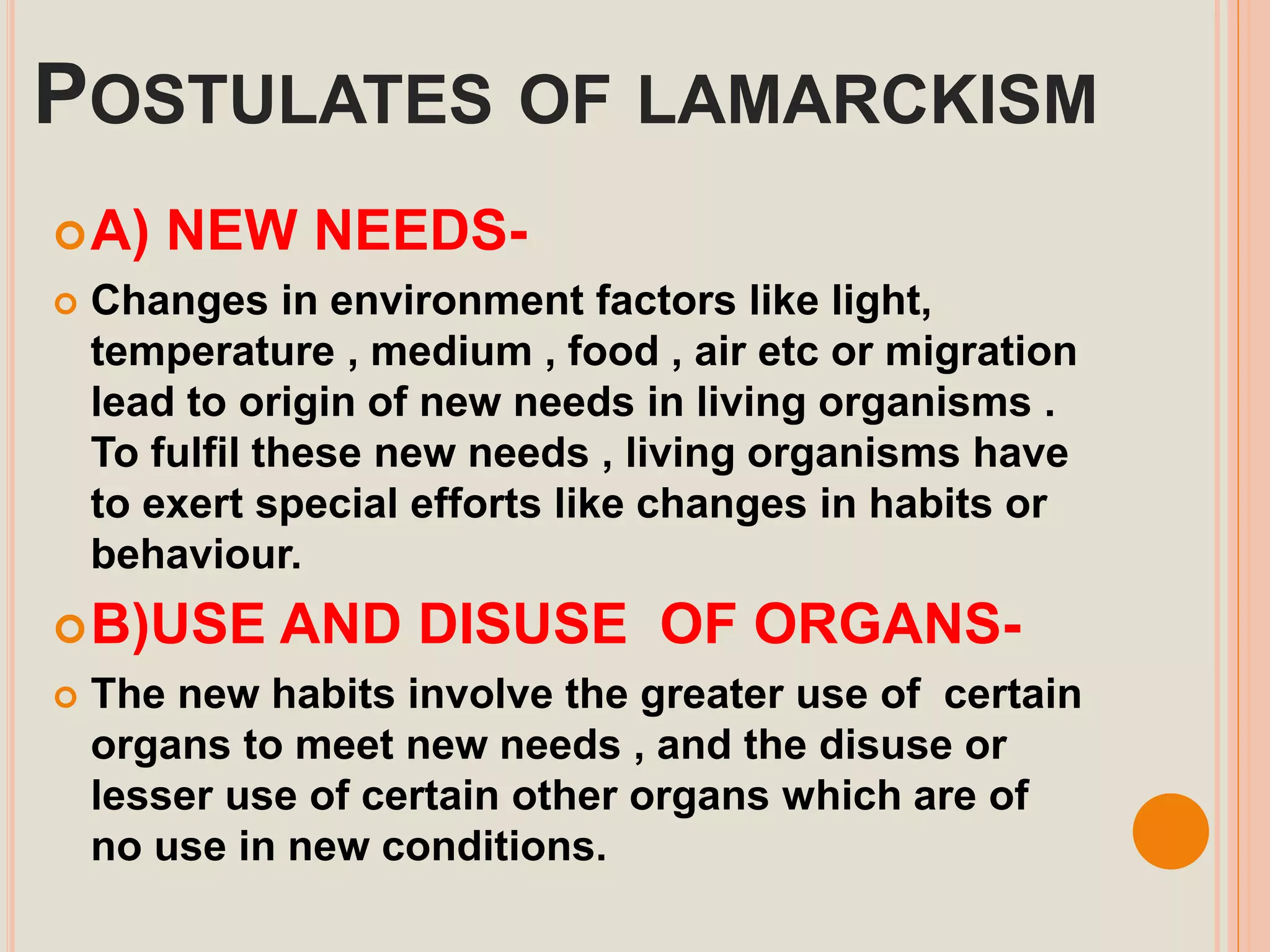 Theory of evolution : Lamarck and darwin | PPTX