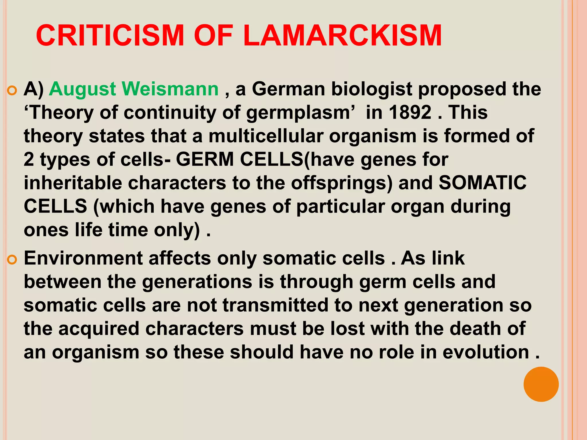 Theory of evolution : Lamarck and darwin | PPTX