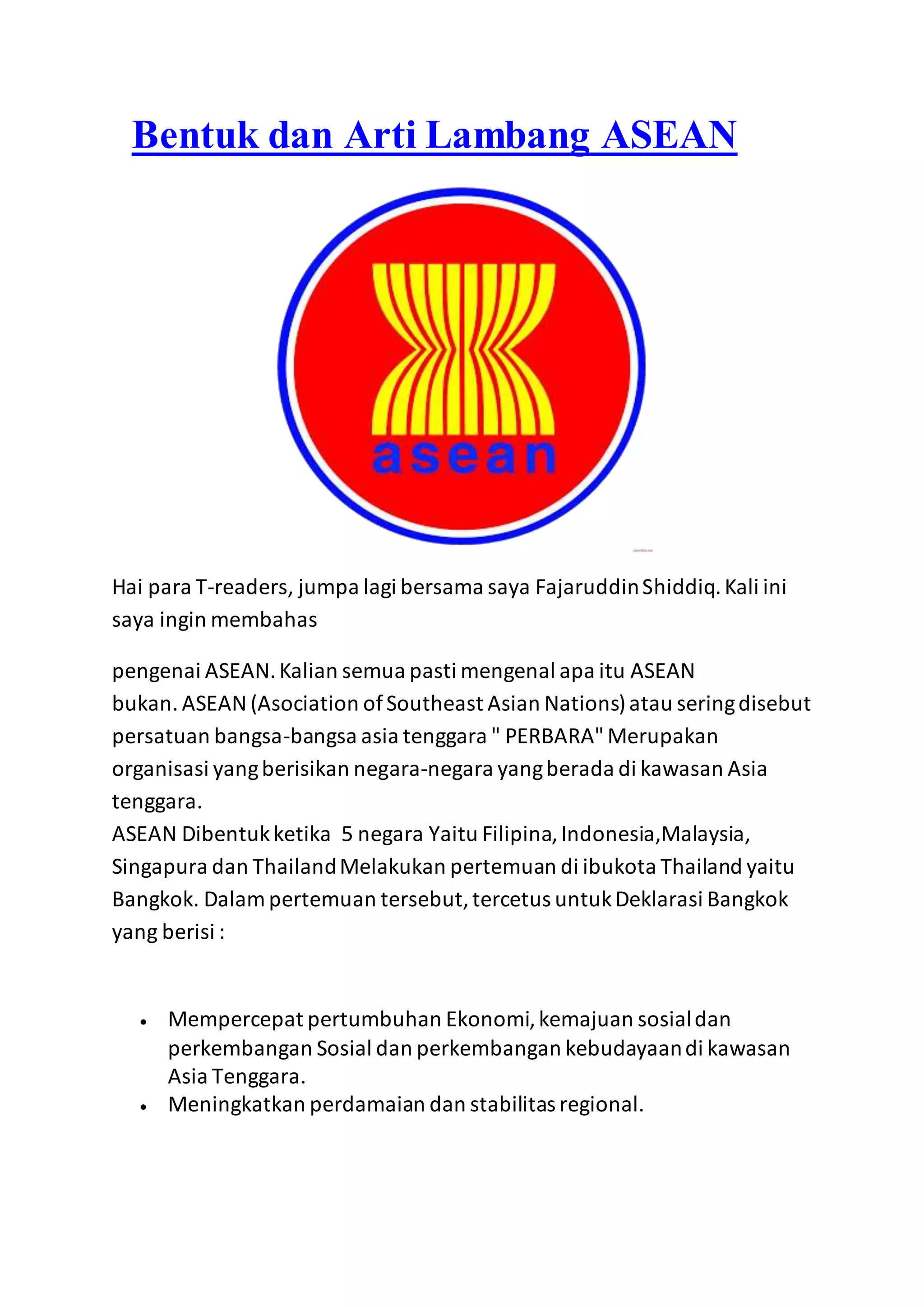 Lambang Asean Diresmikan Pada