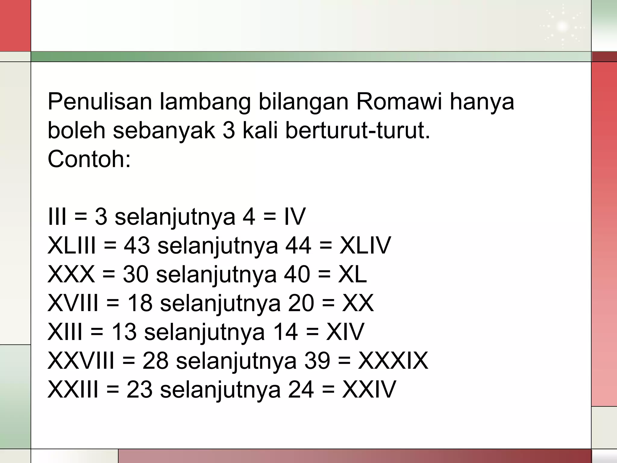 Lambang bilangan romawi kelas IV | PPTX