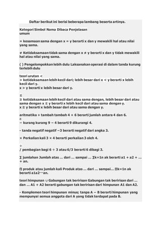 Lambang dalam matematika | DOCX