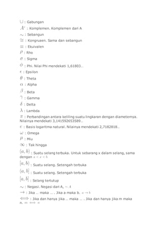 Lambang dalam matematika | DOCX