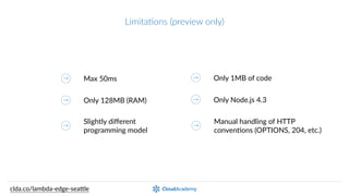 Seattle AWS - Lambda@Edge (Serverless & Originless on AWS) | PDF