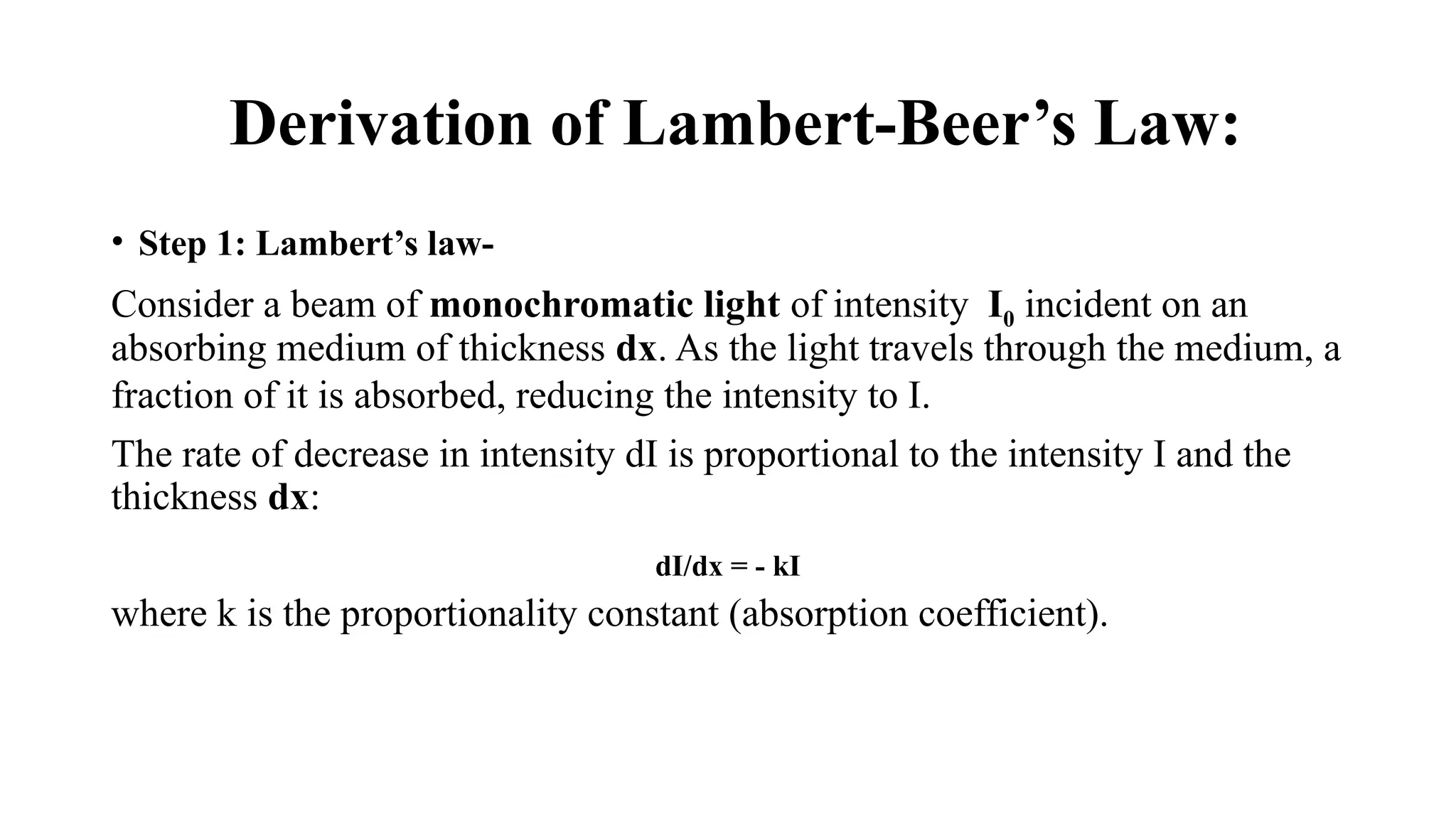 Lambert- Beer’s Law and its Derivation.pptx