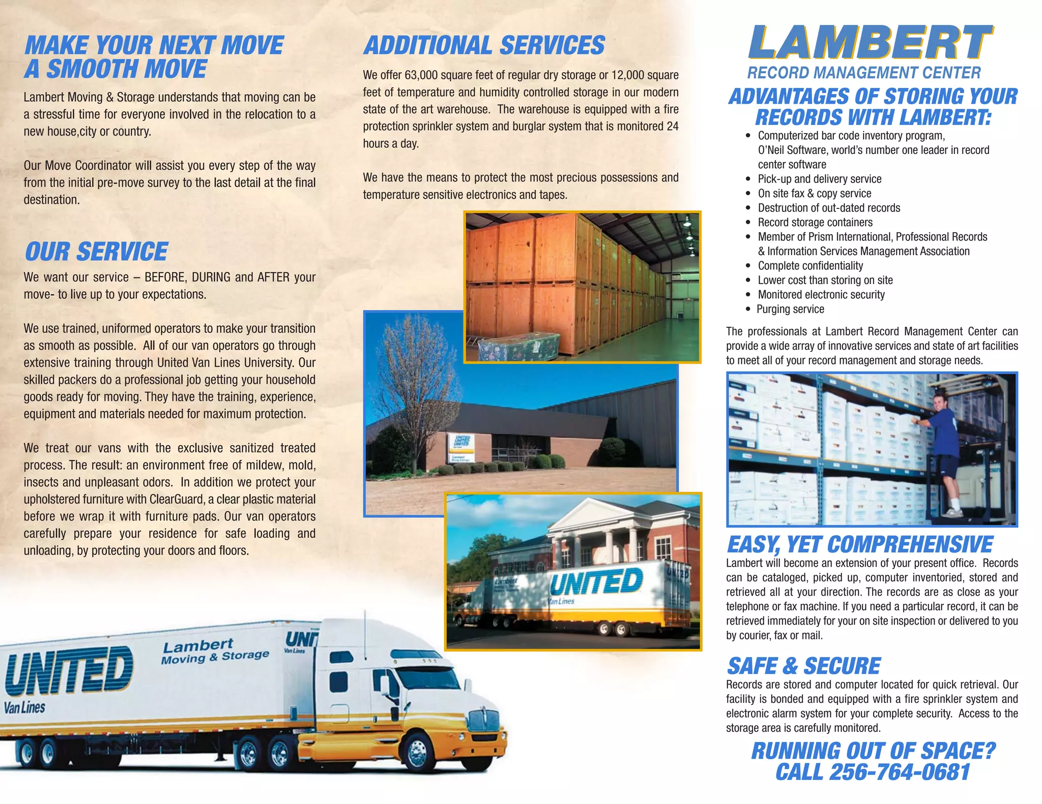 Lambert Moving and Storage Overview | PDF
