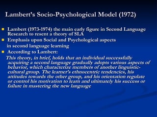 Lambert’s Socio Psychological Model | PPT