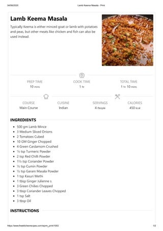 Lamb Keema Masala | PDF | Sikhism | Religion & Spirituality