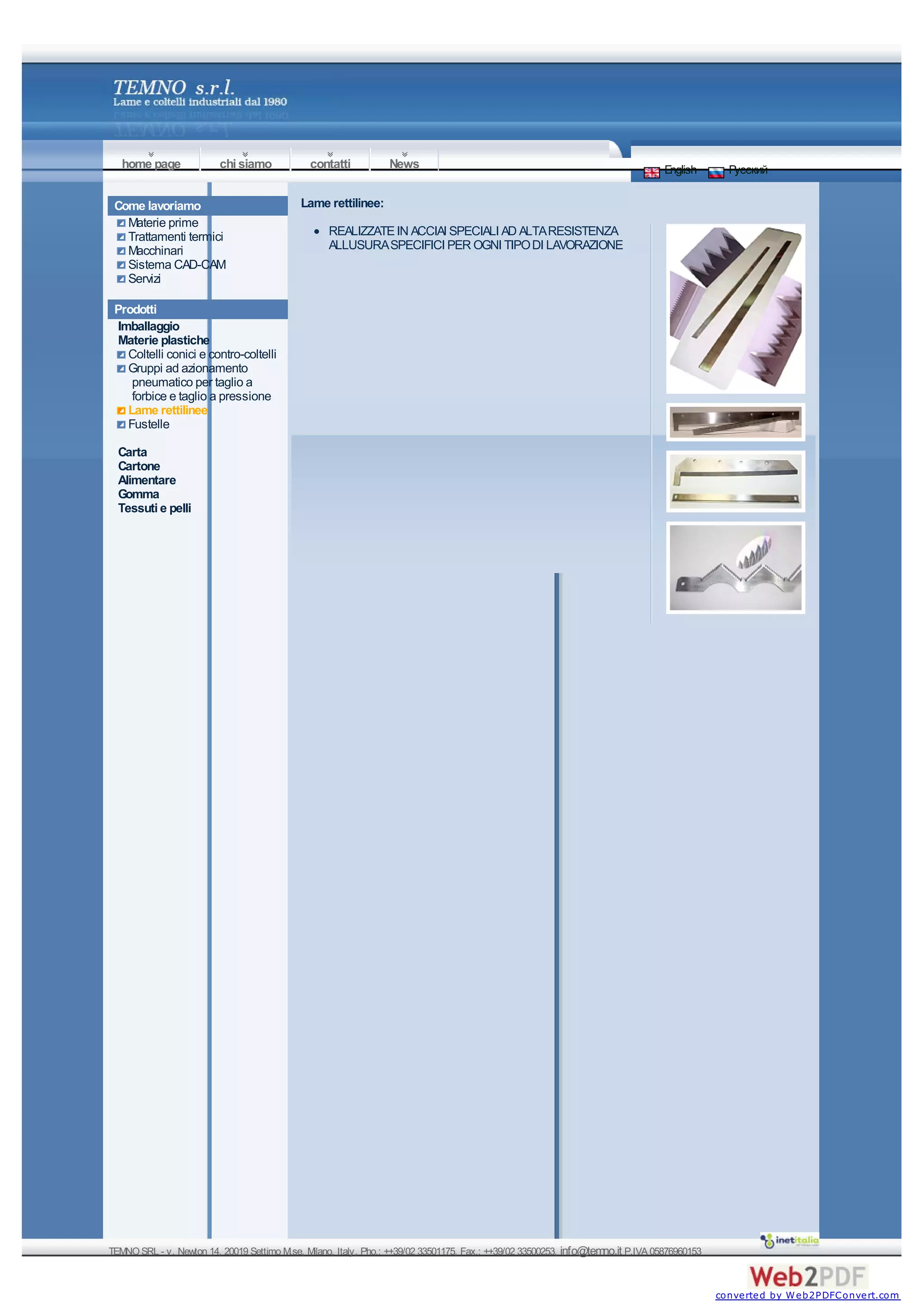 Lame e coltelli industriali | CATALOGO TEMNO | PDF