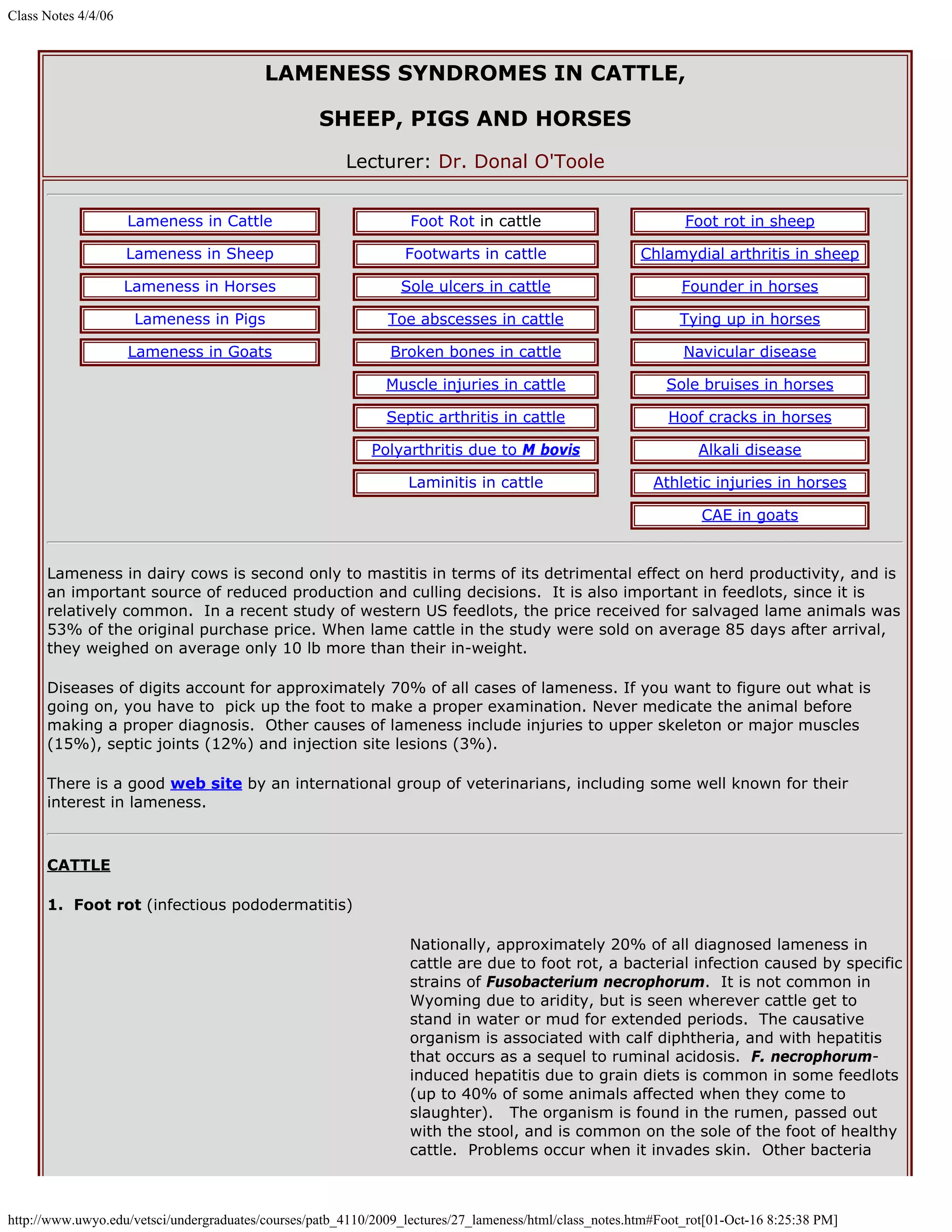 LAMENESS SYNDROMES IN CATTLE, SHEEP, PIGS AND HORSES | PDF | Foot Health | Diseases and Conditions