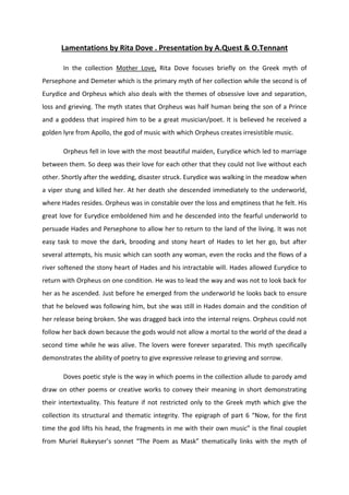 Rita Dove's 'Lamentations' | DOCX