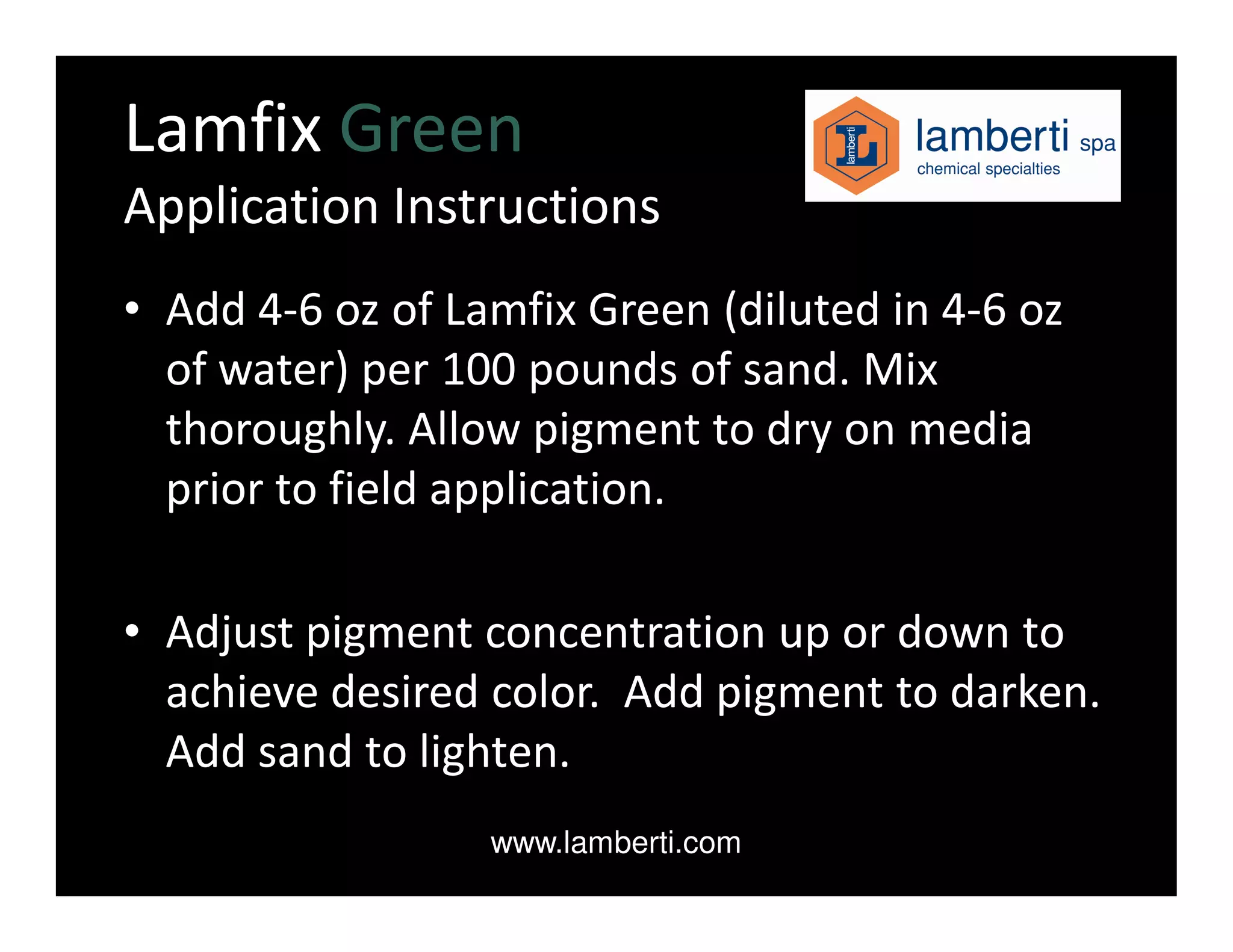 Lamfix Green Sand & Divot Mix Colorant | PDF
