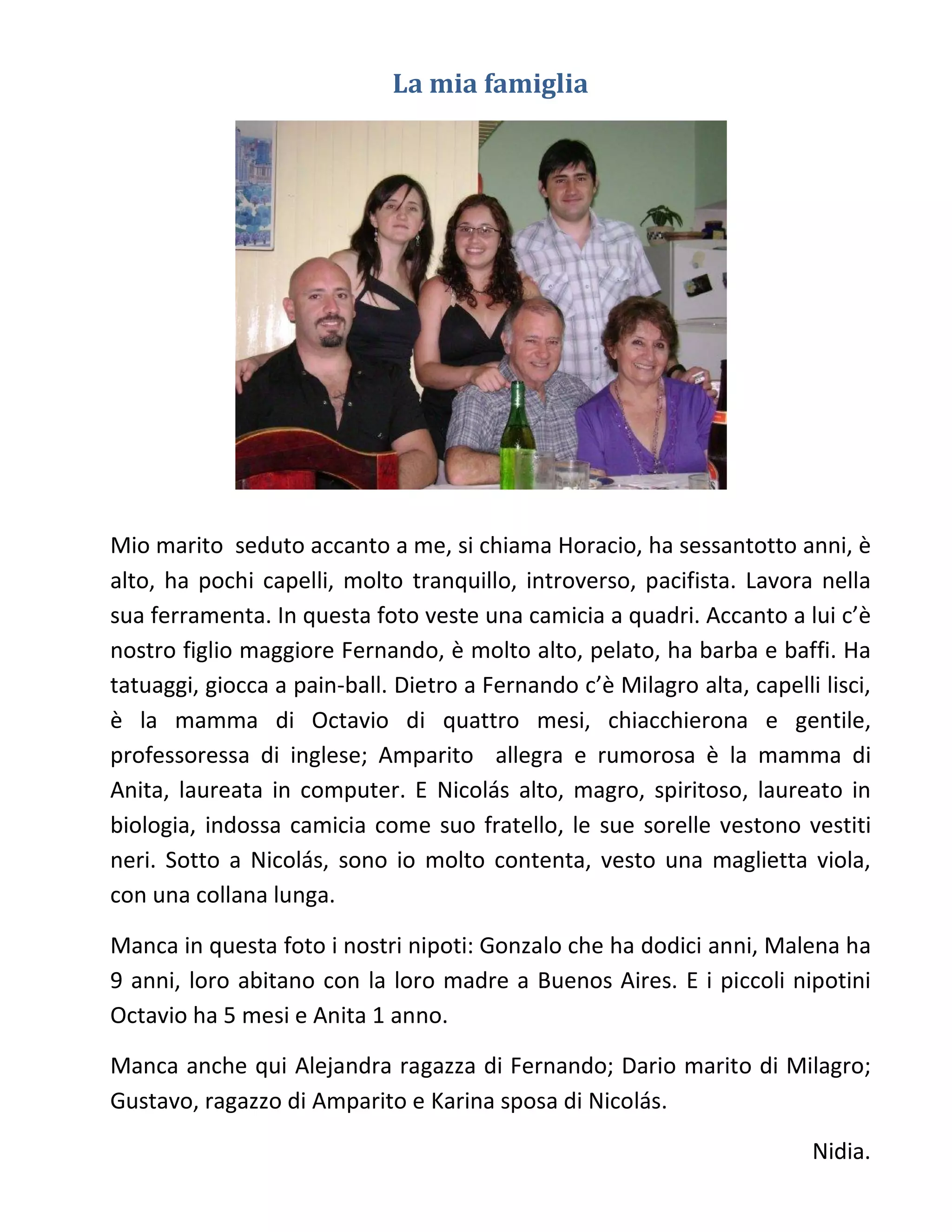 La mia famiglia - Nidia | PDF
