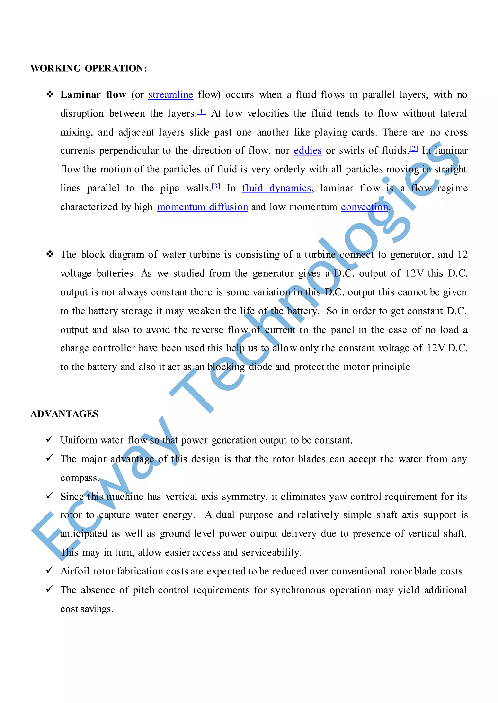 Laminar flow water turbine | DOCX