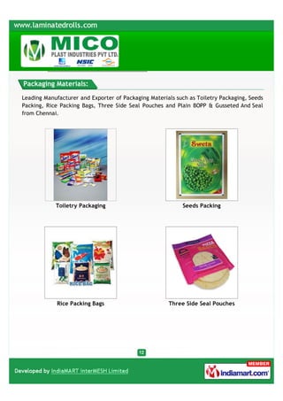 Mico Plast Industries Private Limited, Chennai, Laminated Packaging ...