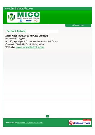 Mico Plast Industries Private Limited, Chennai, Laminated Packaging Materials | PDF