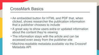 Managing errata and retractions with CrossMark | PPT