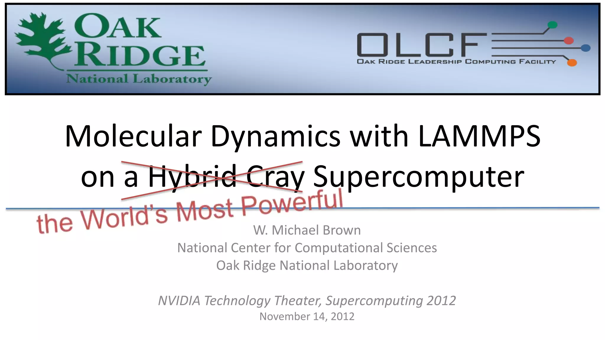 LAMMPS Molecular Dynamics on GPU | PPTX