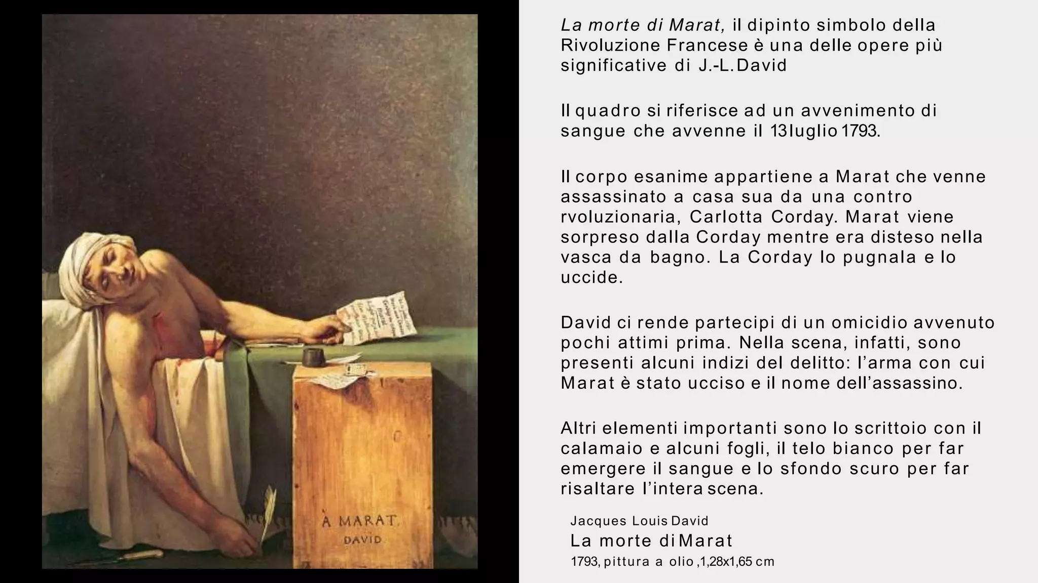 La morte di Marat - Il Neoclassicismo | PPTX