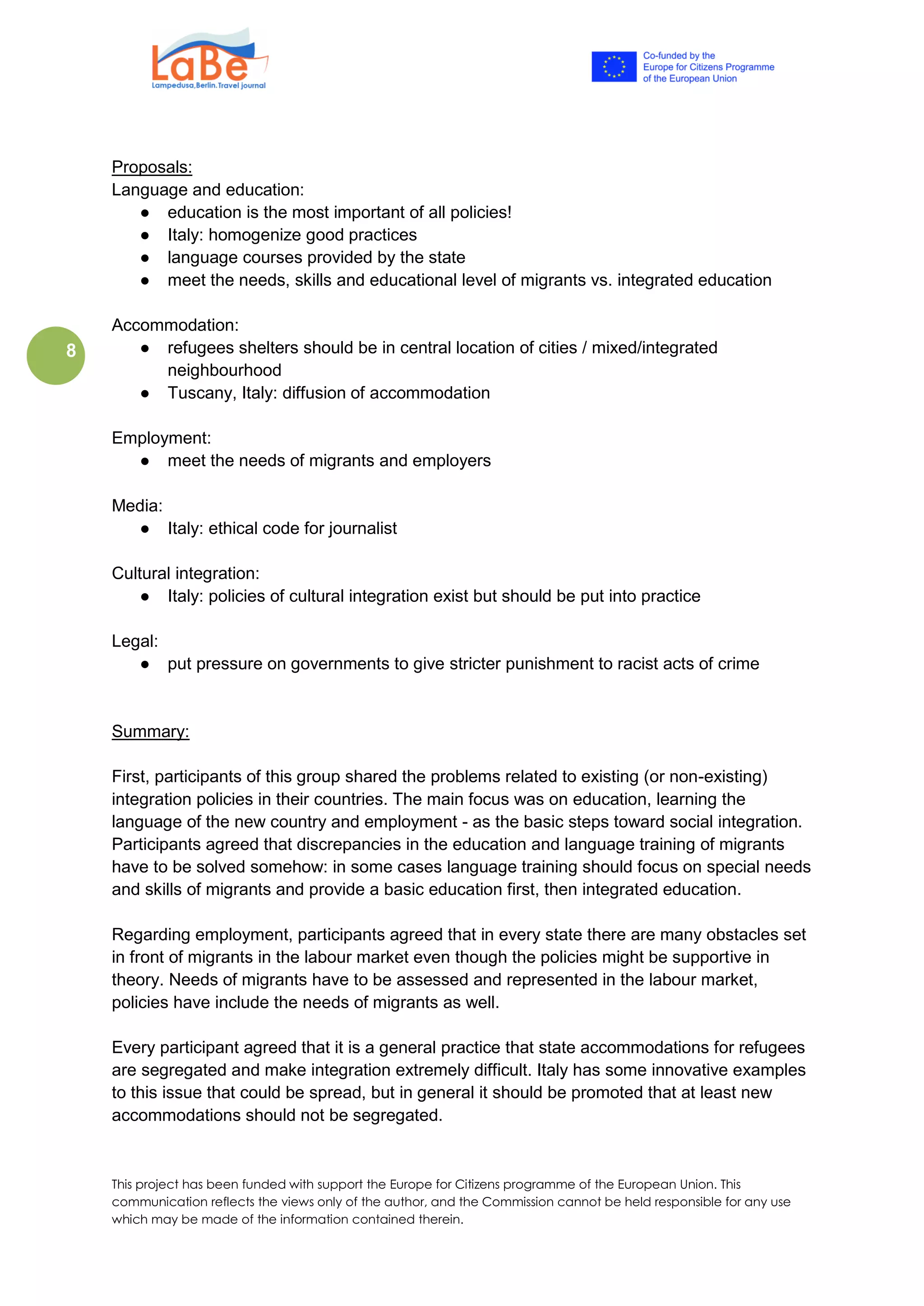 LaBe project "How to overcome stereotypes about migrants?" | PDF